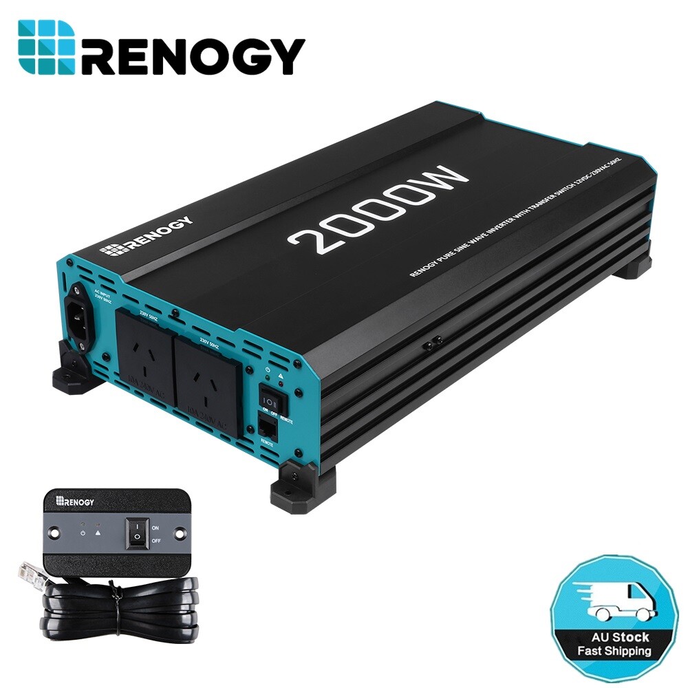 Renogy 2000W Pure Sine Wave Inverter Battery Charger 12V DC 240V 50HZ ...