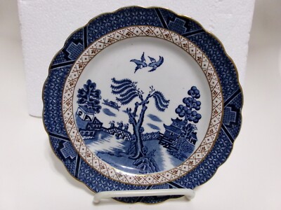 Vintage BOOTHS ENGLAND Scalloped FLOW BLUE Collectors Plate "Real Old ...