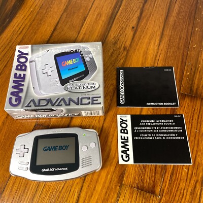 Nintendo Gameboy Advance GBA AGB-001 Platinum Silver System Complete in ...