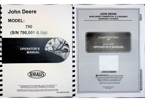 John Deere 790 Tractor Owners Operators Manual Compact Utility 790,001 ...
