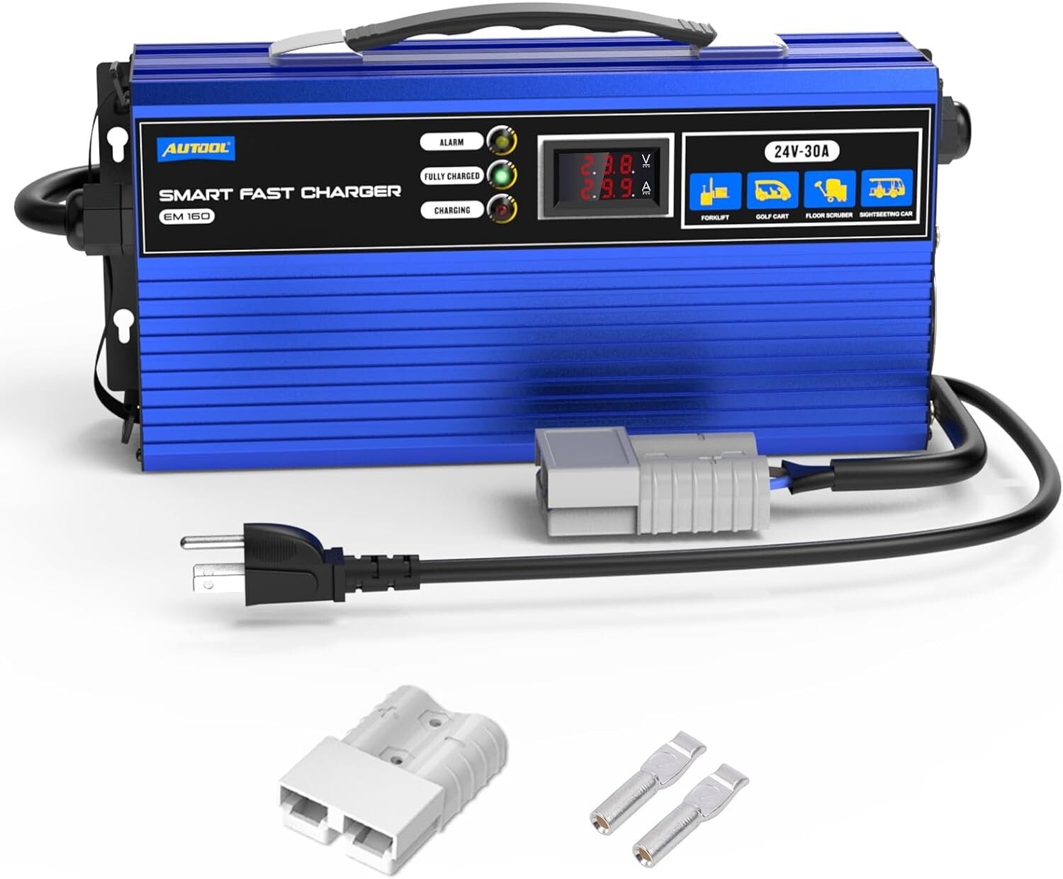 AUTOOL 24V 30A Forklift Battery Charger, Fully-Automatic Electric ...