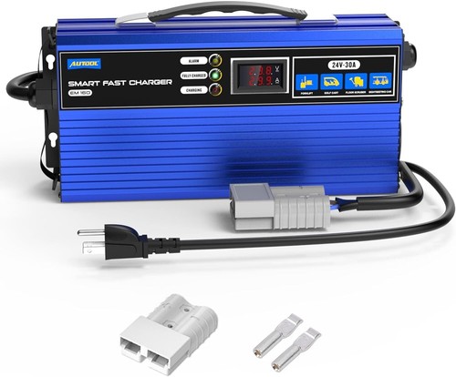 AUTOOL 24V 30A Forklift Battery Charger, Fully-Automatic Electric ...