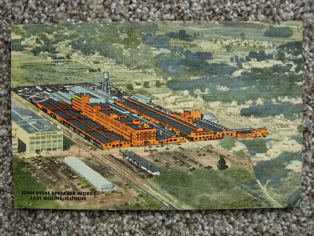 EAST MOLINE IL-JOHN DEERE SPREADER WORKS-FACTORY-TRACTOR-ILLINOIS-LINEN ...