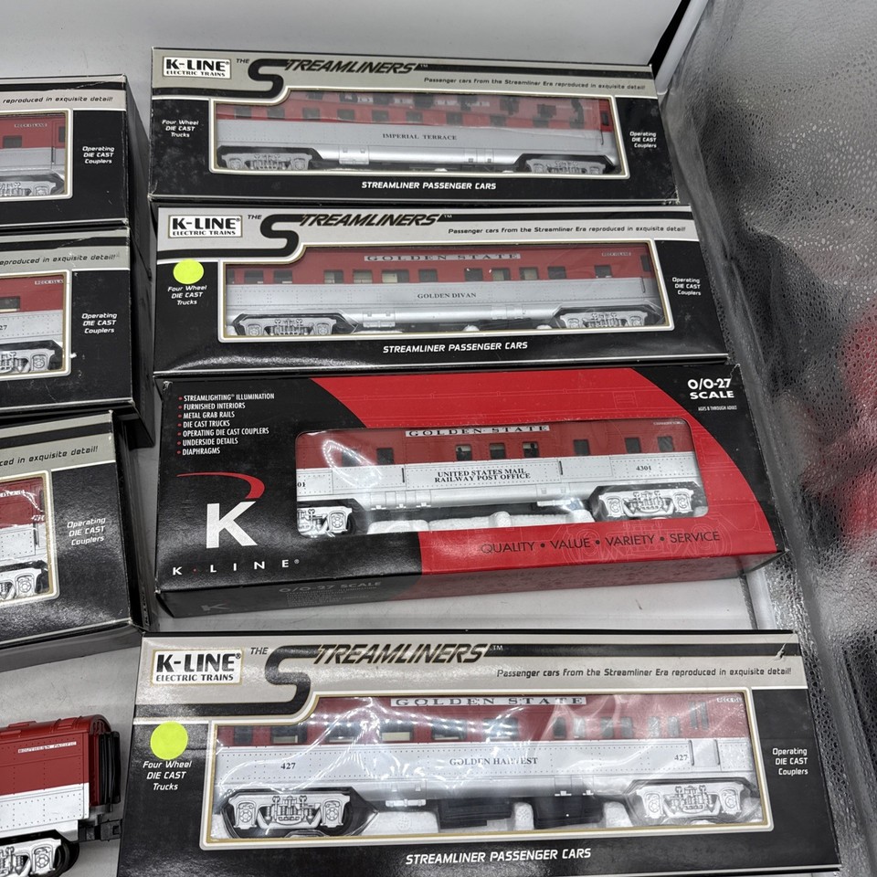 O Scale K-Line Set of (4) Golden State Streamliners Passenger Car ...