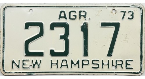 *BARGAIN BIN* 1973 New Hampshire AGRICULTURE Farm License Plate #2317 ...