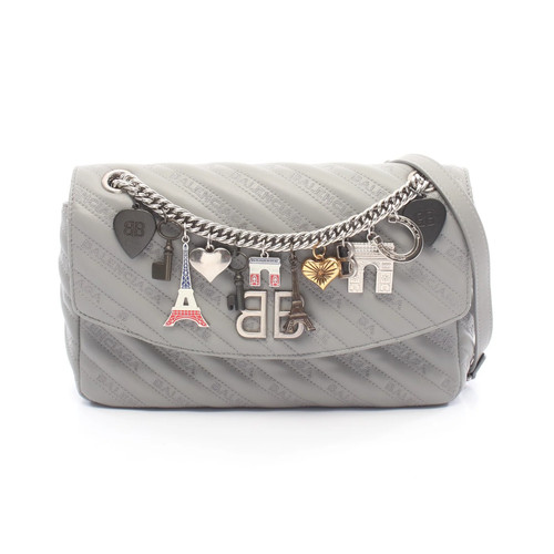 BALENCIAGA BB Round Shoulder Bag Leather Gray #RC2285 | eBay