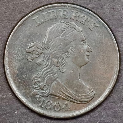 1804 Crosslet 4, Stems Draped Bust Half Cent - AU | eBay