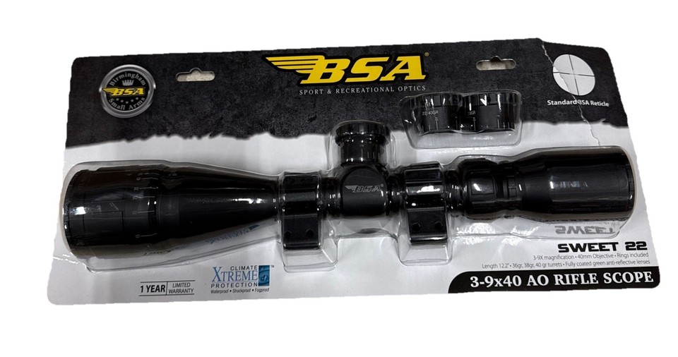 BSA Sweet 22 AO Rifle Scope 3-9X40 (22-39X40AOWRTB) 631618114515| eBay