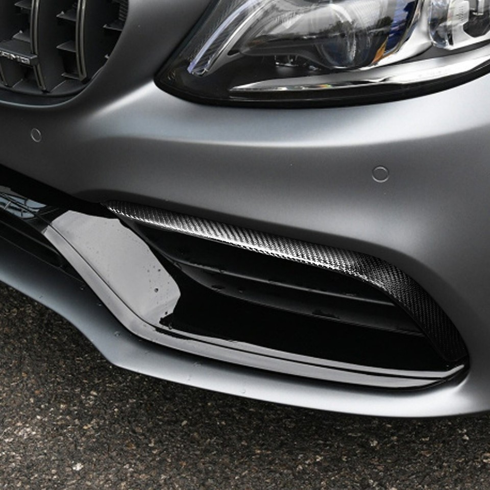 Dry Carbon Fiber Front Bumper Fog Lamp Spoiler Cover For Benz W205 S205 ...