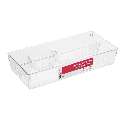 Box Sweden Crystal 40cm Organiser 4 Section Tray Home Holder Container ...