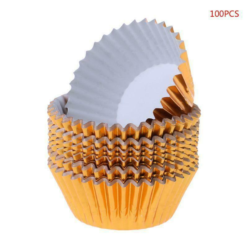 100PCS Cupcake Cases Foil Muffin Cake Bun Baking Cases High Quality 10 ...