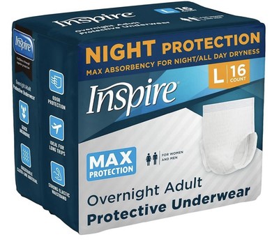 Inspire Adult Diapers Unisex MAX Absorb Incontinence Underwear No Leak ...