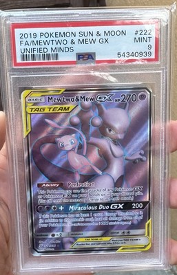2019 Pokémon Mewtwo & Mew GX #222/236 Full Art PSA 9 - Unified Minds ...