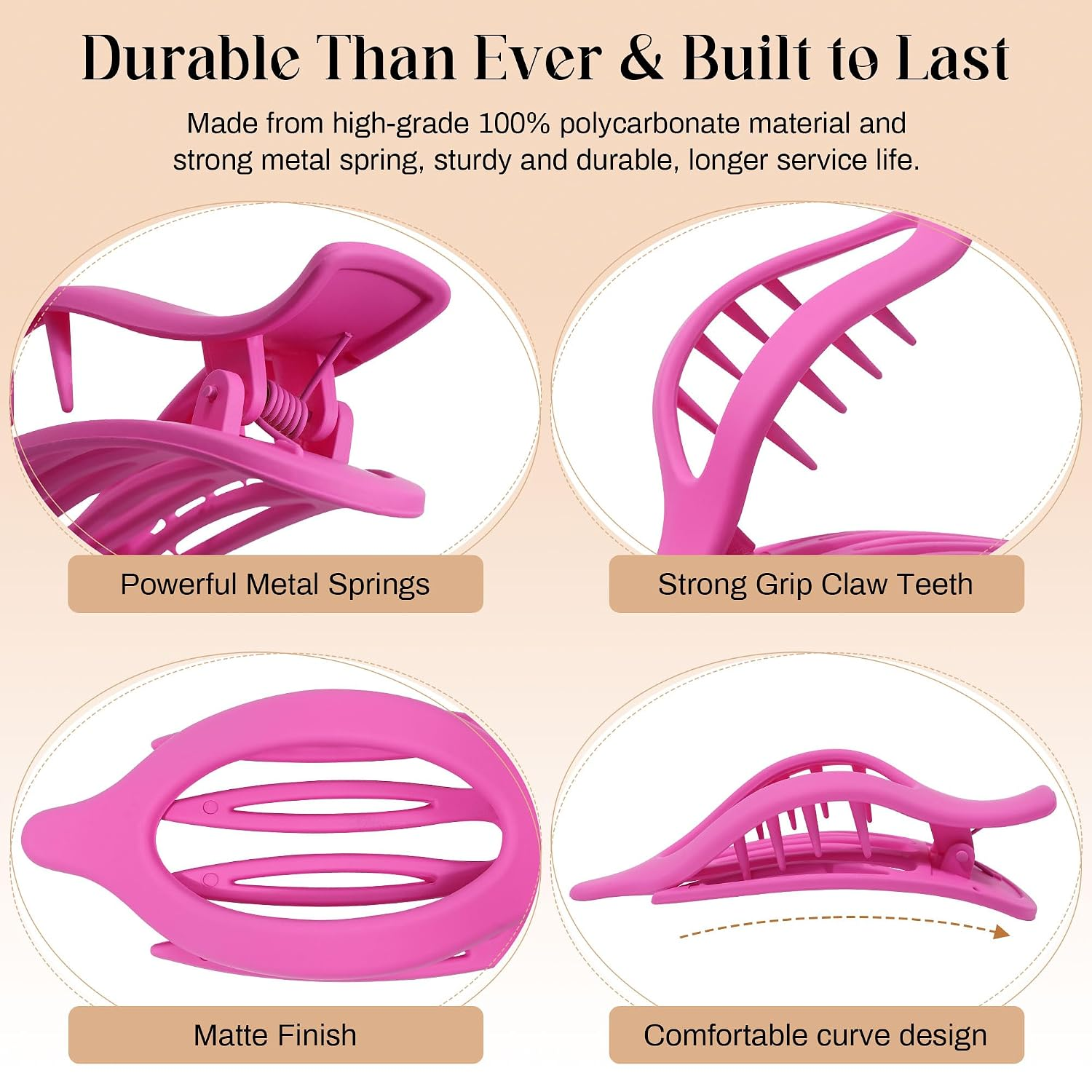 6Pcs French Flat Hair Clips, Lay Flat Claw Clip for Women | eBay