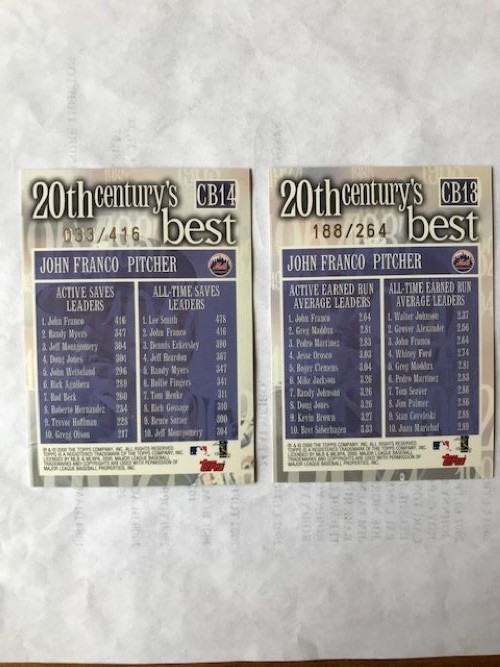 Topps 2000 20th Centurys Best Sequential 2 different numbered John ...