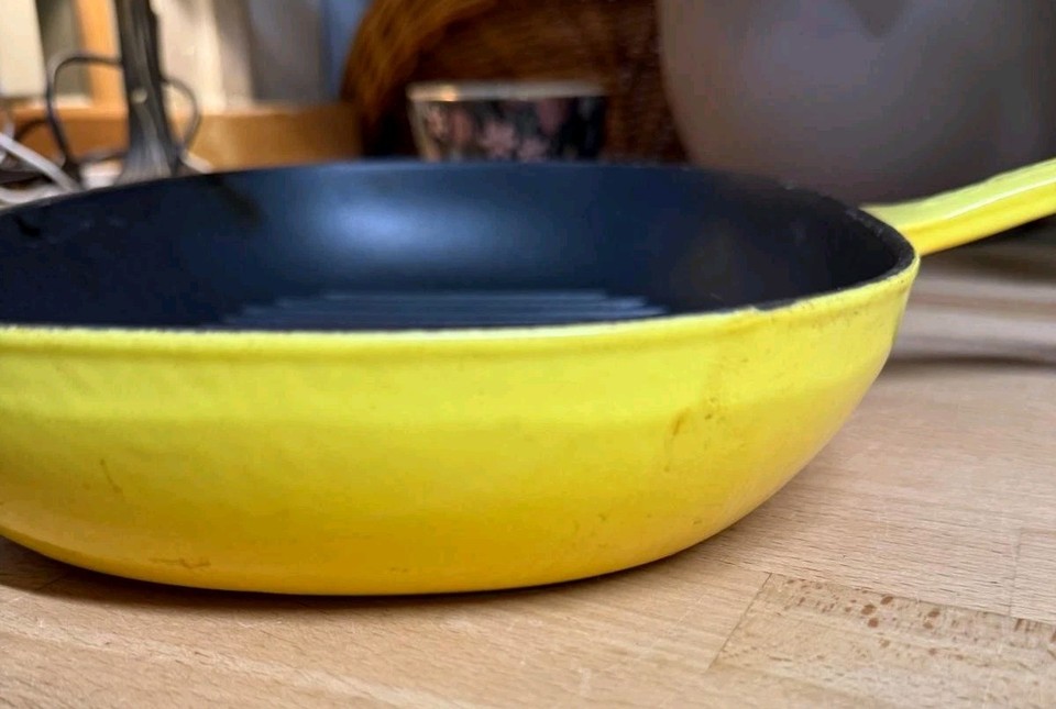 Vintage le Creuset Yellow Oval Cast Iron Grill Skillet Griddle Pan ...