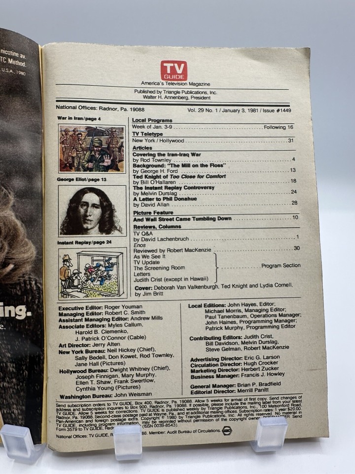 1981 TV Guide 1/3 - 1/9 January Too Close for Comfort Used Vol 28 #6 ...