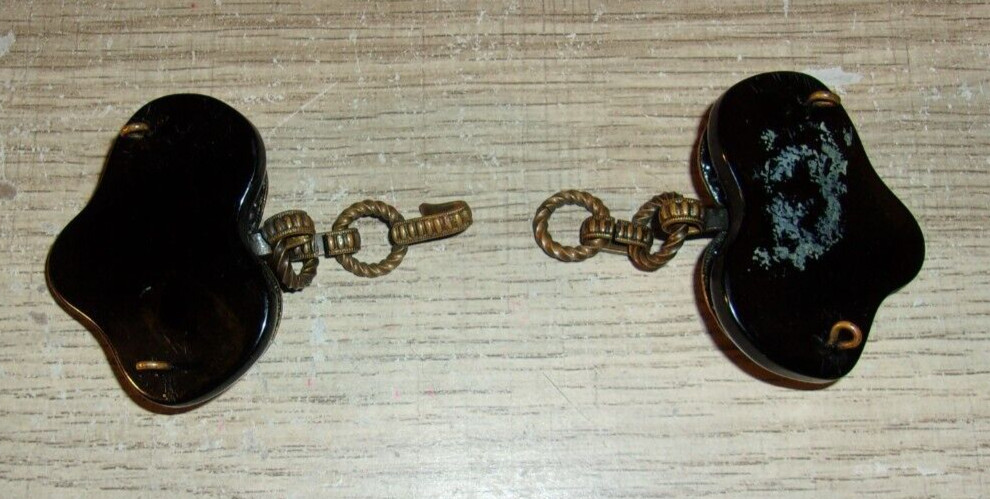 Antique Victorian Coat/Cloak Clasp Bakelite & Brass w… - Gem