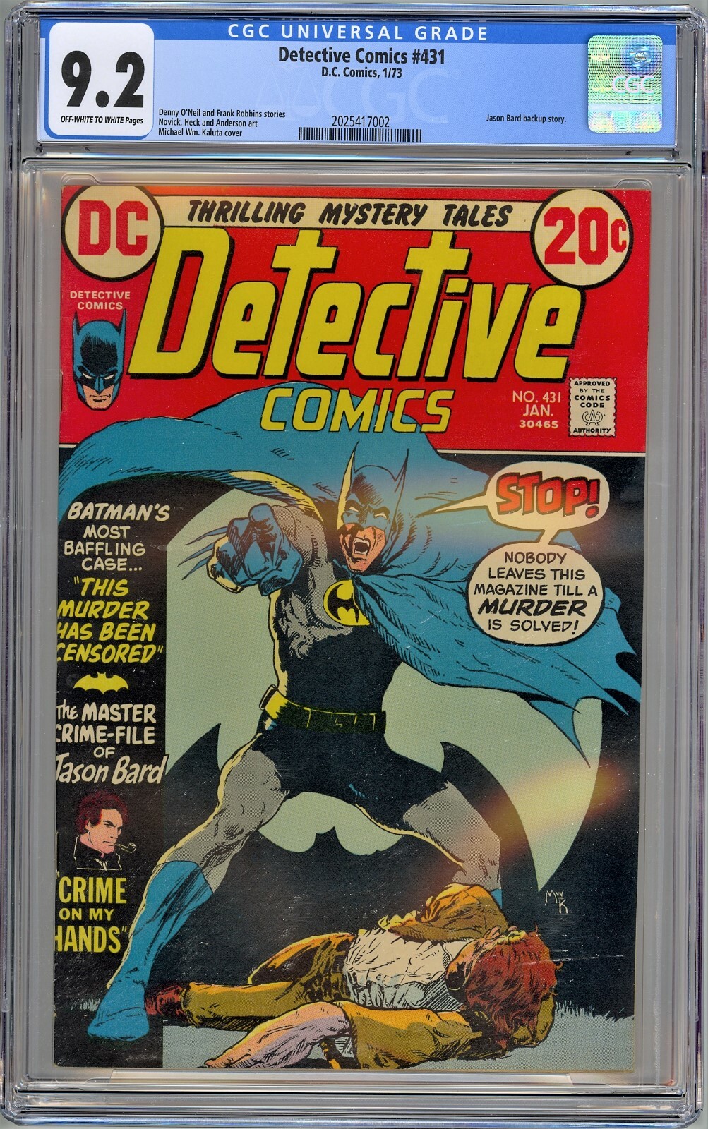 Detective Comics #431 CGC 9.2 NM- OwWp Batman + Jason Bard Story DC ...