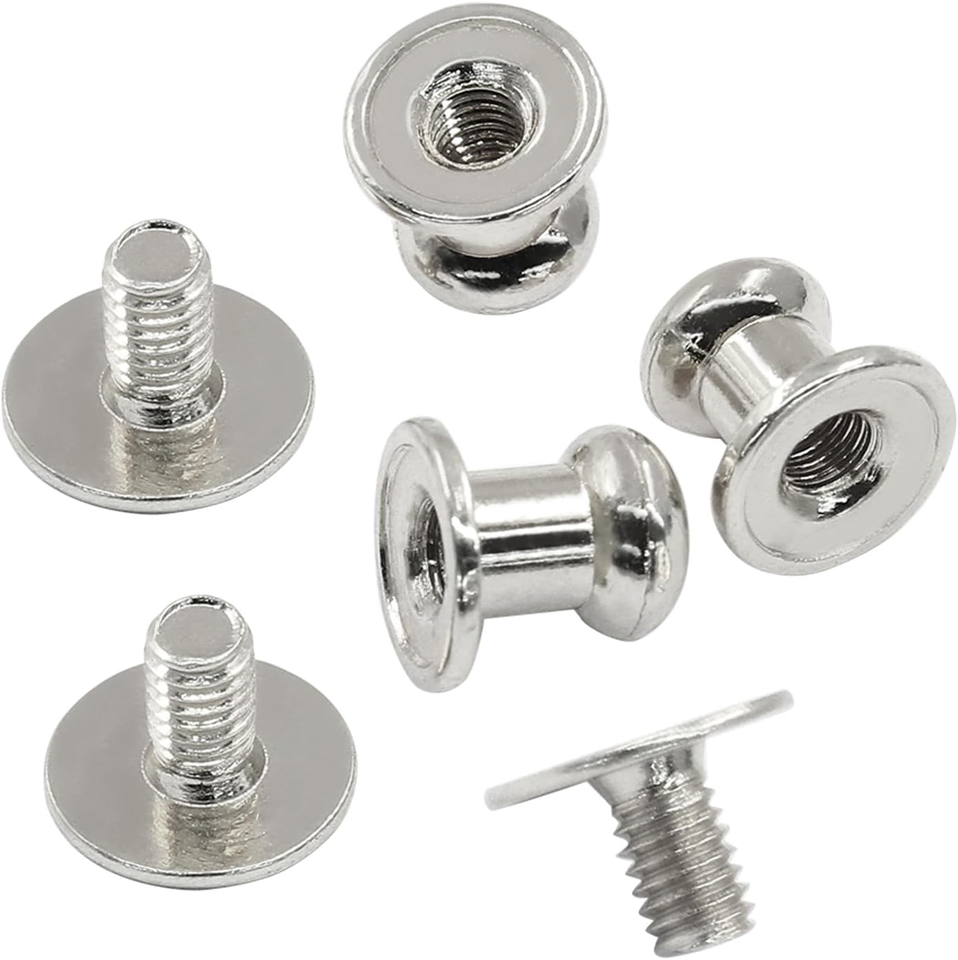 50 Set 6Mm round Head Button Studs, Solid Button Stud Screw Leather ...