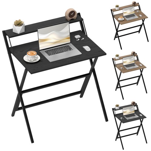 HOMCOM Small Folding Desk Foldable Computer Desk with Monitor Shelf | eBay