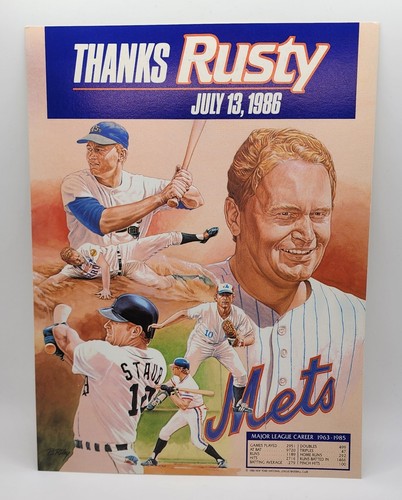 VTG RUSTY STAUB NEW YORK METS "THANKS RUSTY" DAY SHEA STADIUM 1986 RARE ...