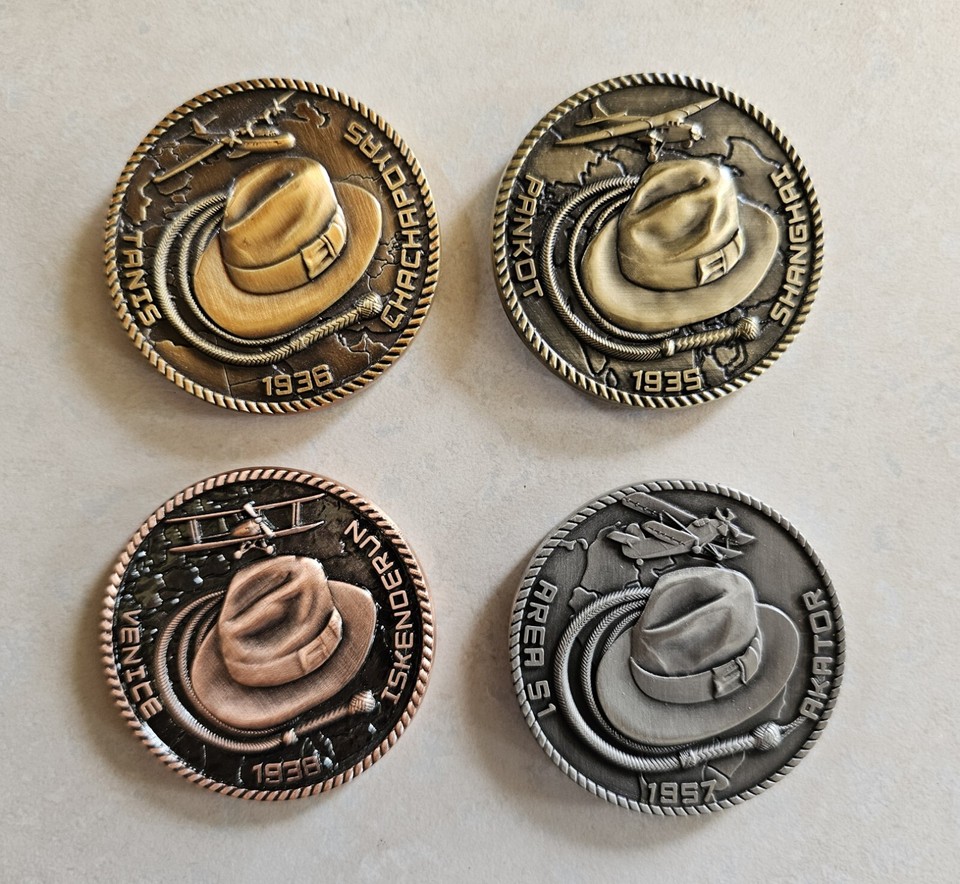 Indiana Jones RARE Challenge Coin RPF SET Raiders Ark Temple Doom Last ...