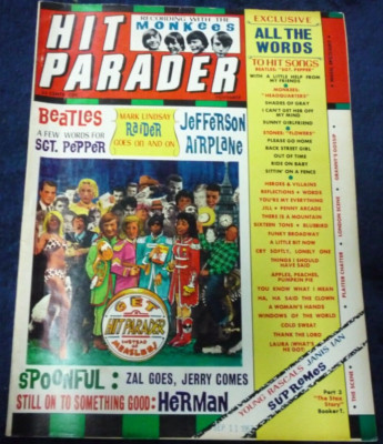 Hit Parader November 1965 Beatles Raiders Jefferson Airplane Herman etc ...