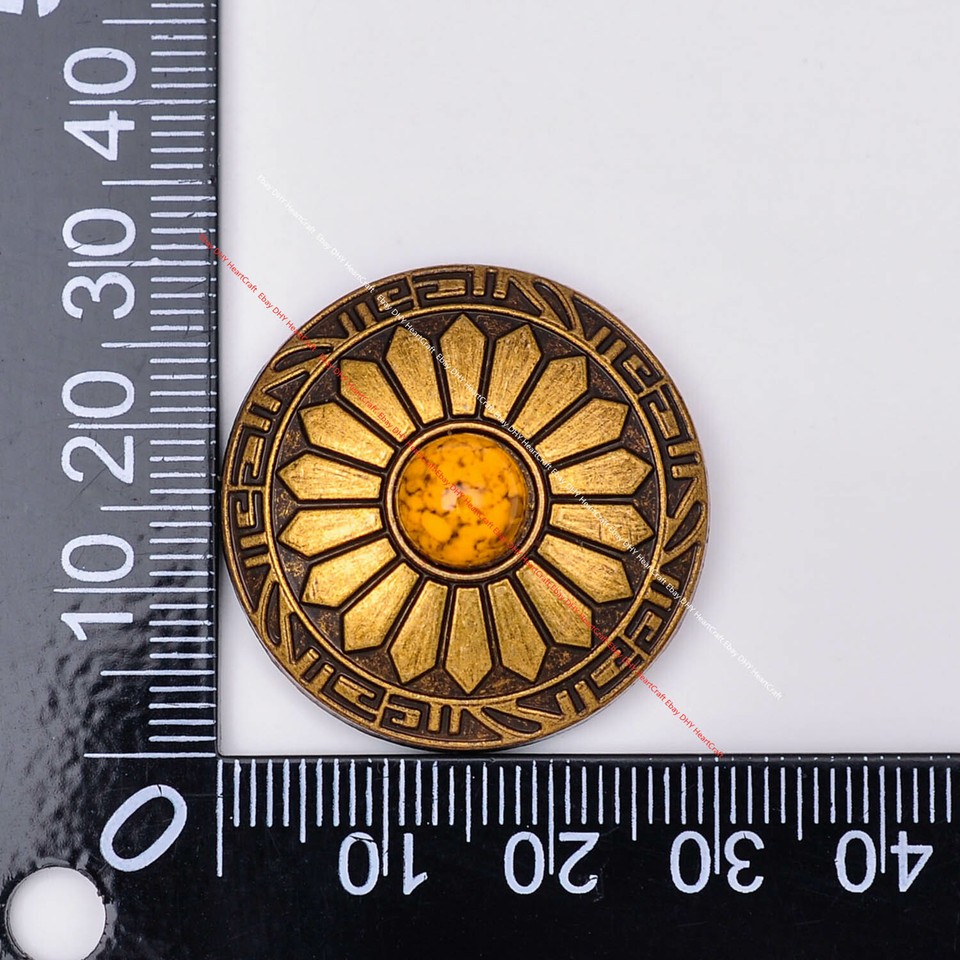 10X Brass Sun Flower Leathercraft Turquoise Concho Snap Button ...