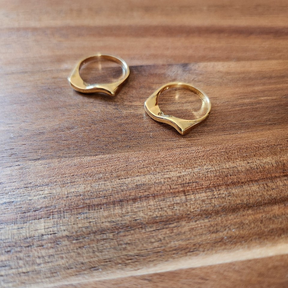 Vintage CW Ring Set Size 8 Stackable Sterling Silver Goldtone Mixed ...