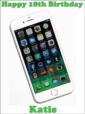 Personalised Mobile Phone i phone 6 Edible icing Birthday Cake Topper ...