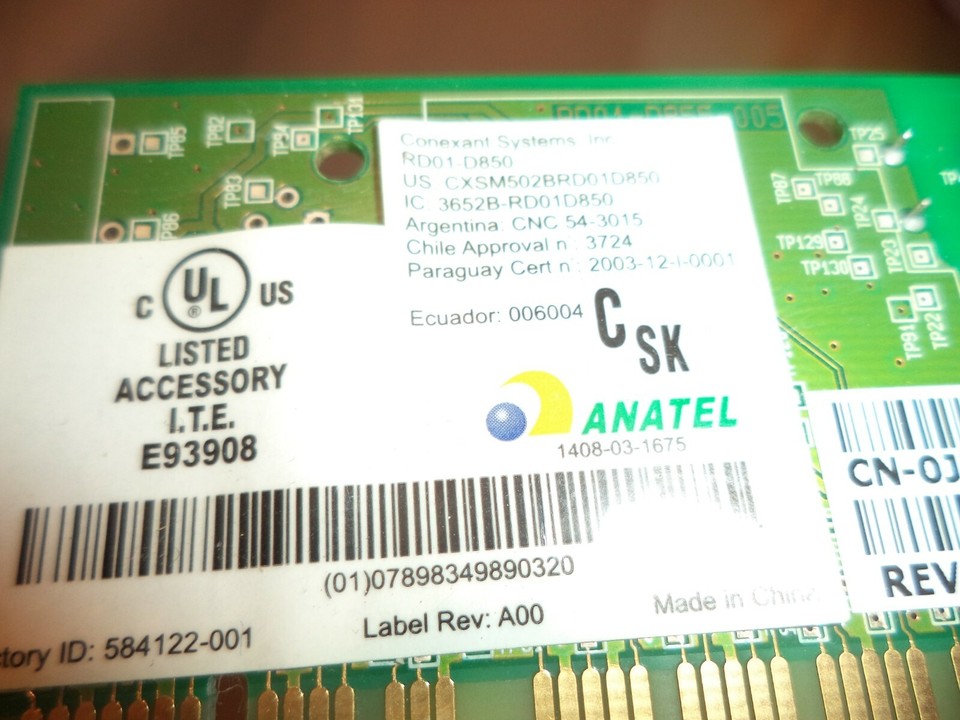 Anatel 1408-03-1675 RD01-D850 56k PCI Modem/Fax Card w/ Full Height ...