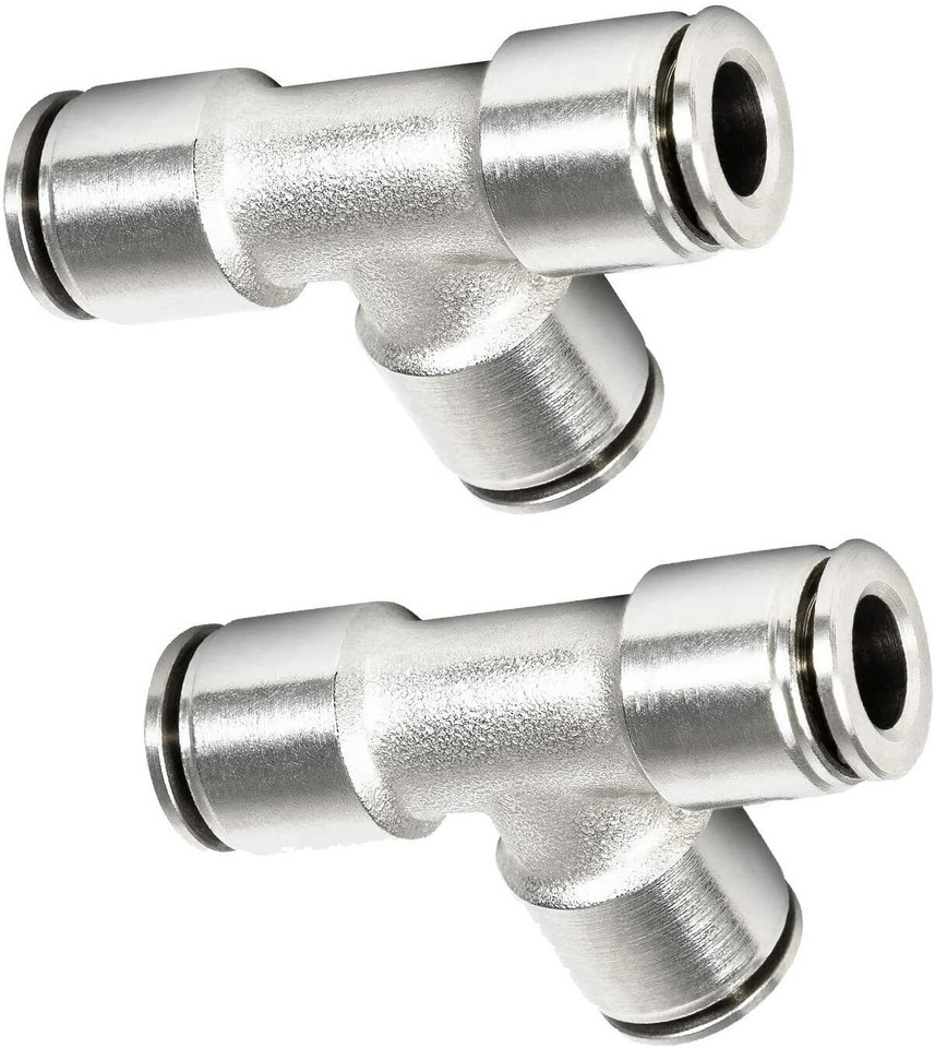 21838 Air Line T-Fittings Union Tee for 1/4" Coupler Push-To-Connect 2 ...