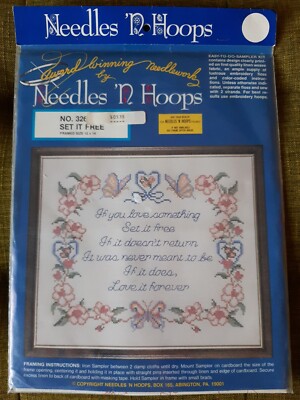 "Set it Free" © Needles 'N Hoops Stamped Embroidery Sampler Kit 326 ...