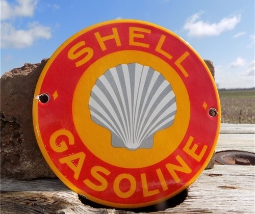 Shell Gasoline Sign, Metal Porcelain Advertising Sign, Gas Station ...