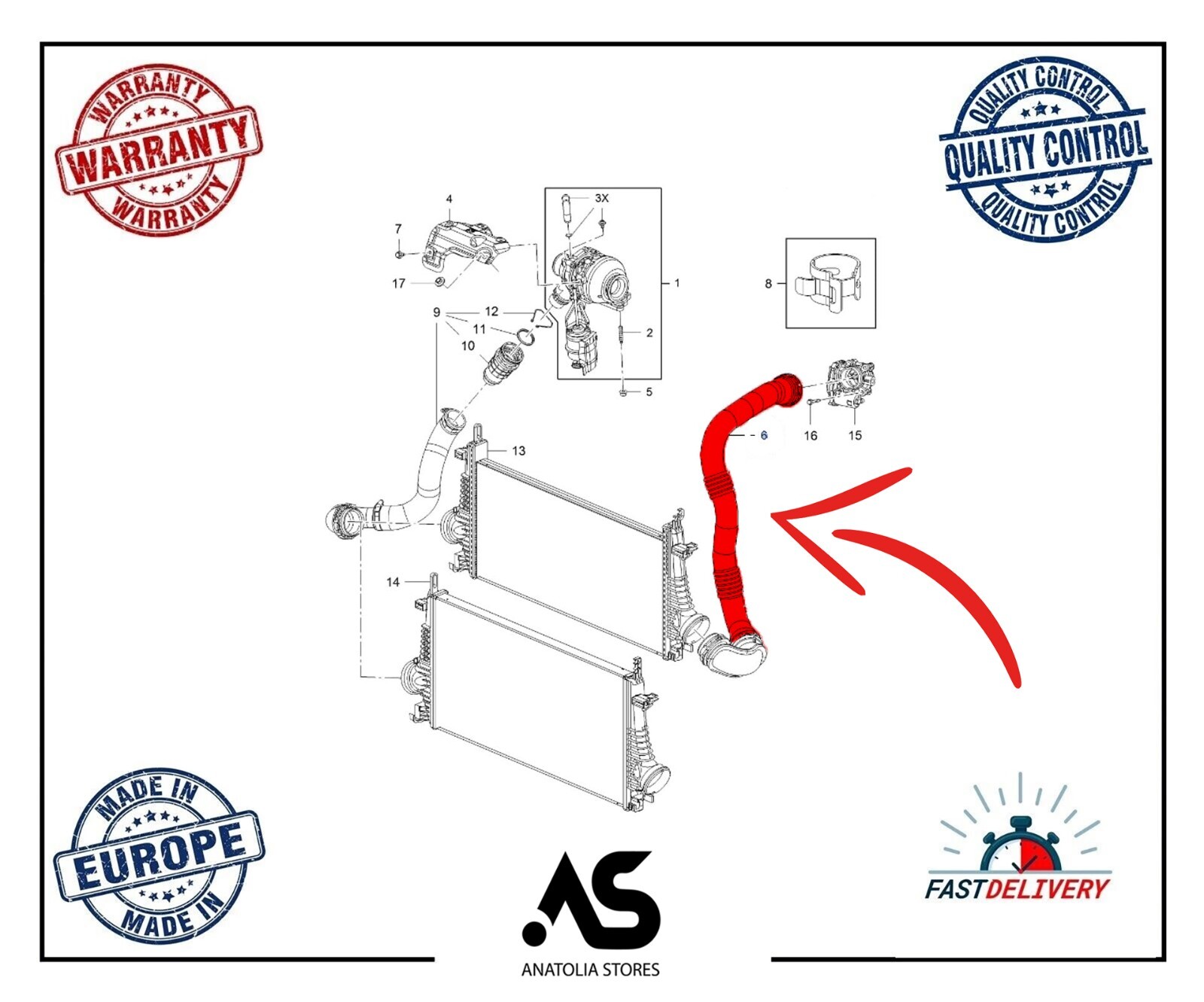 Turbo Intercooler Outlet Pipe Hose For Vauxhall Insignia 1.6 Cdti ...