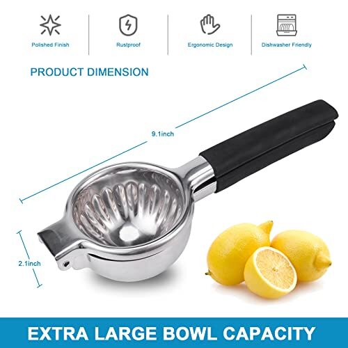 Lemon Squeezer Stainless Steel - Easy Squeeze Heavy Duty Manual Lemon ...