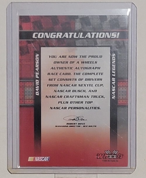 David Pearson NASCAR Legend 2004 Wheels Autograph Auto Trading Card COA ...
