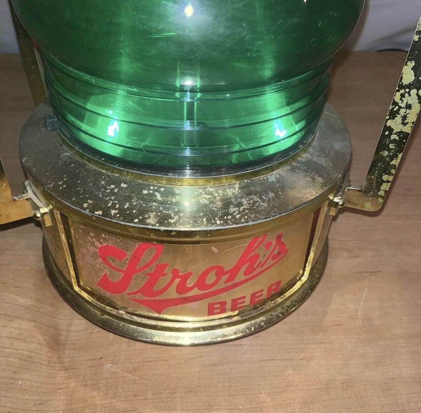 Stroh's Beer Bar Sign Rotating Motion Lantern Nautical Light Vintage ...