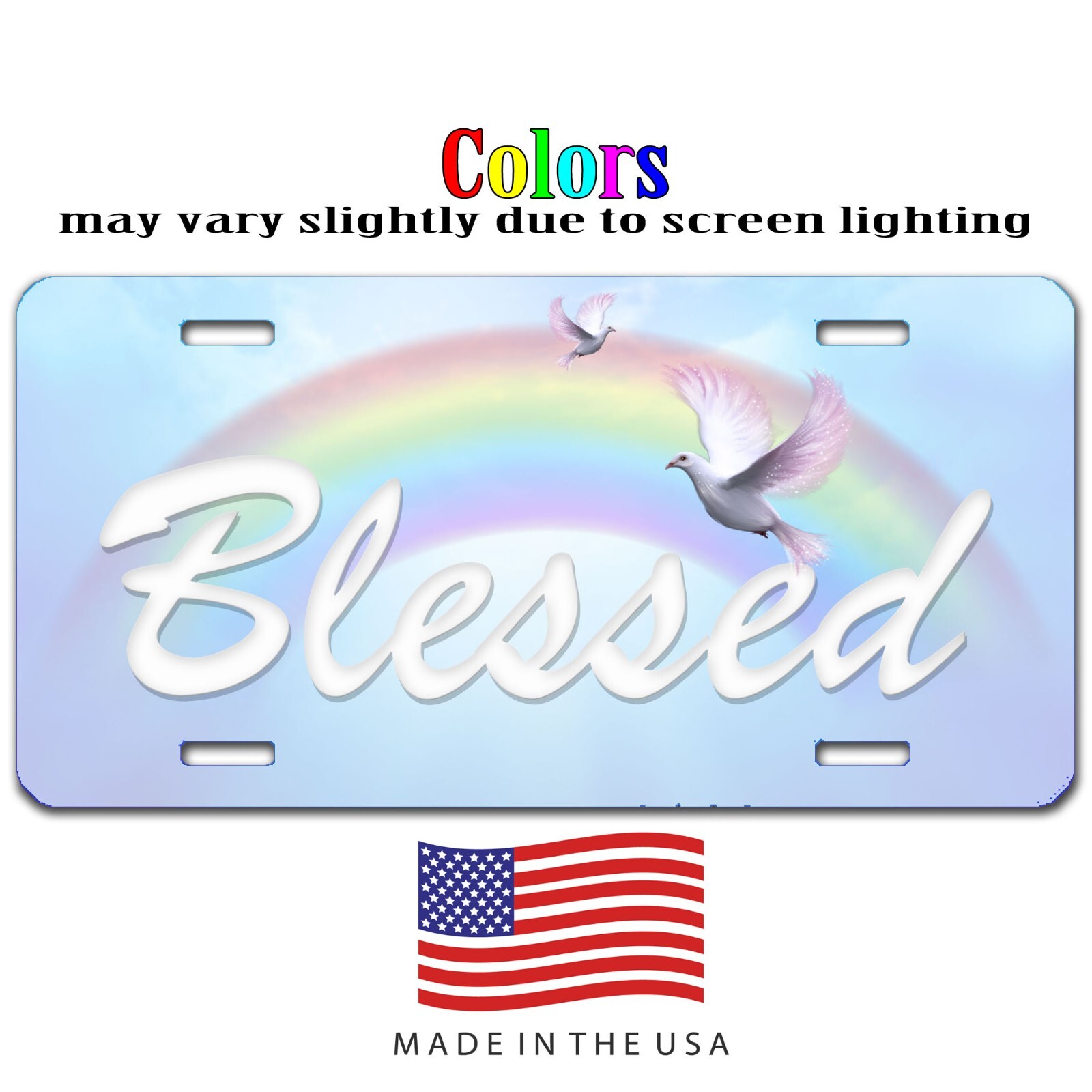 Blessed rainbow vanity license plate car truck SUV tag blue sky | eBay