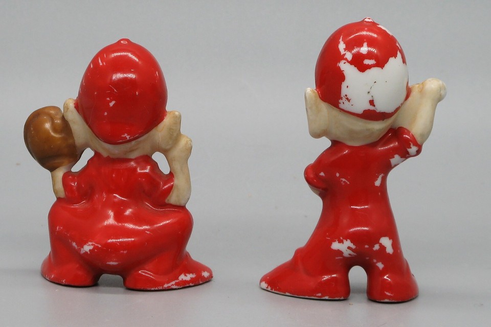 Vintage Pair of Ceramic Pixie Elves Baseball Players Pitcher and ...