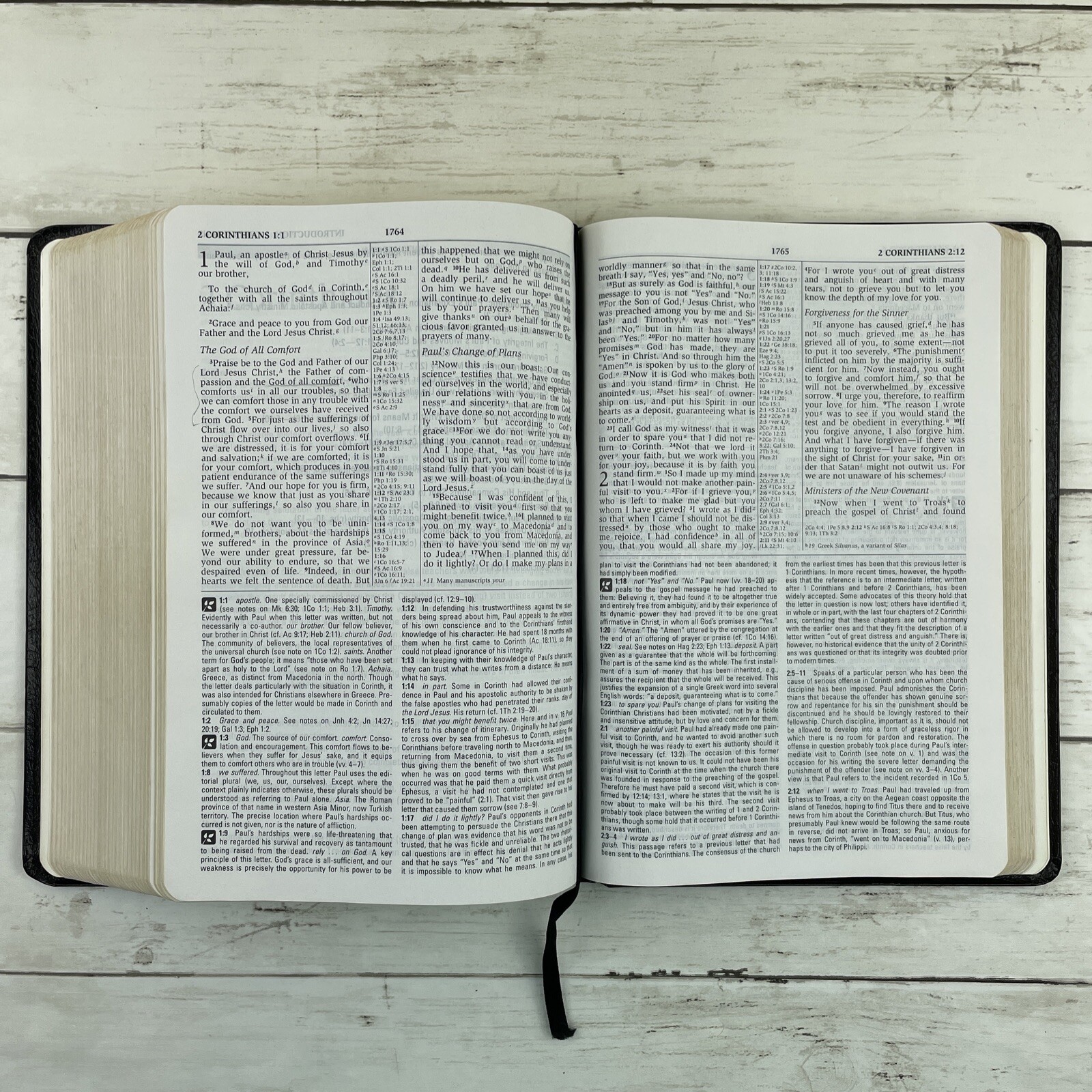 NIV Study Bible Black Bonded Leather Red Letter Chronology Zondervan ...