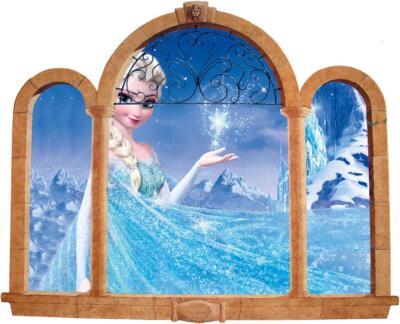 FROZEN ELSA 3D Ancient Window View Decal WALL STICKER Home Decor Disney ...