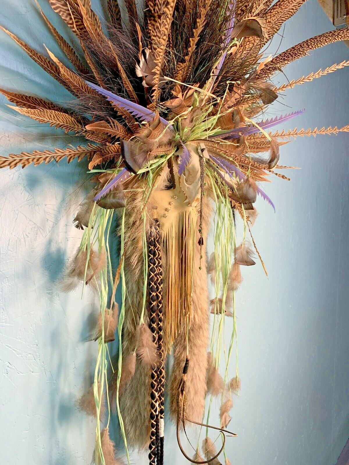 Lisa Ray Ceremonial Algonquin Mask Native American Leather Feathers Fur ...