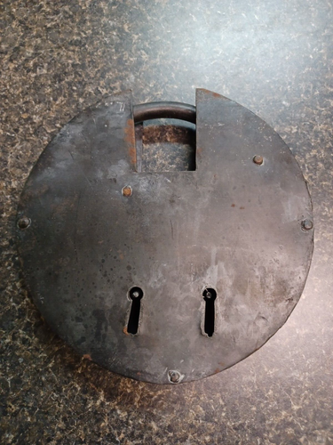 Medieval Looking 8" Round Dungeon Jail Lock Heavy Solid Padlock Double ...