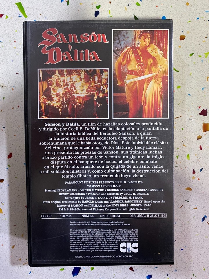 Samson Y Delilah VHS Tape Video Victor Mature Hedy Lamarr Angela ...