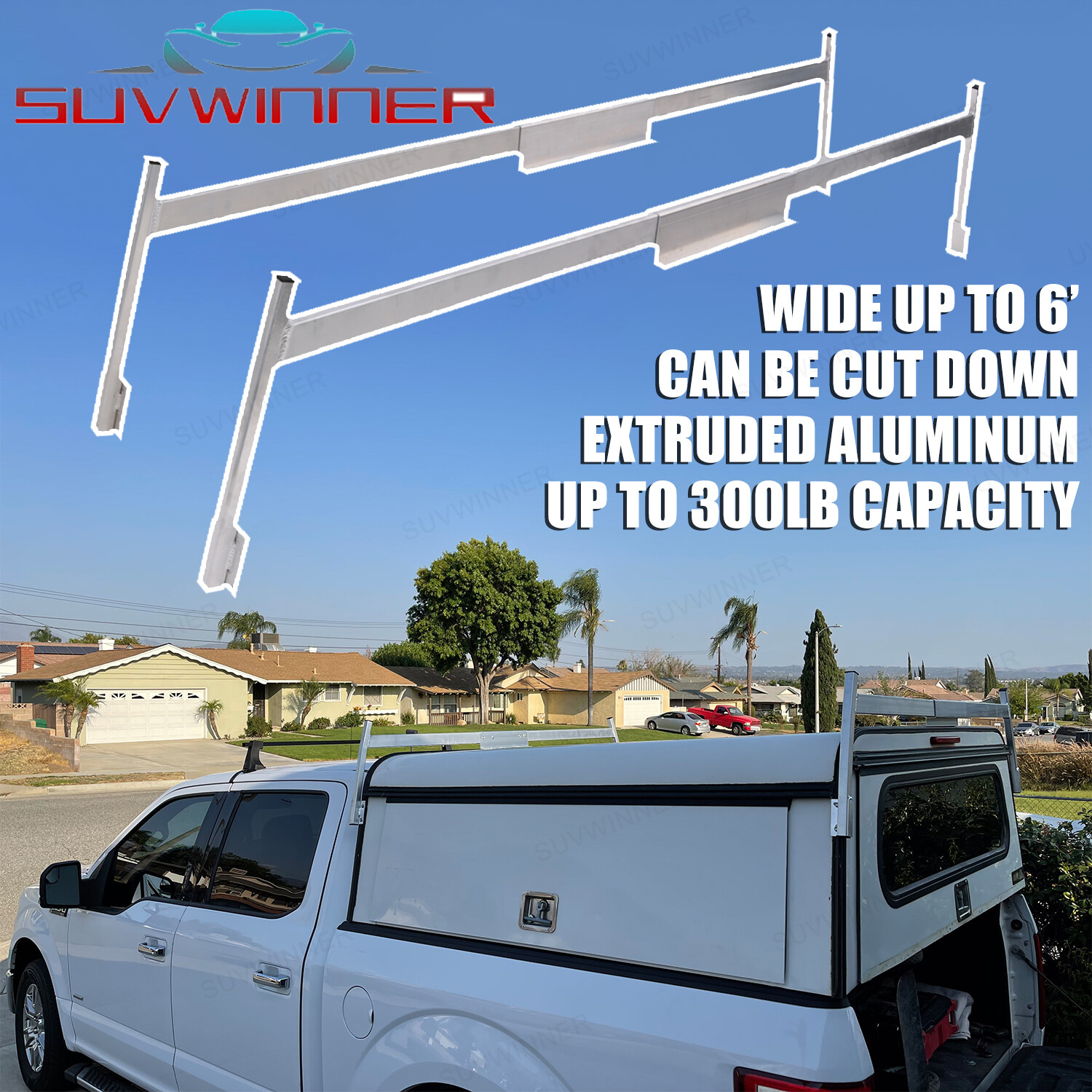 Aluminum Truck Cap & Topper Ladder Roof Rack for Pickup Camper Shell ...