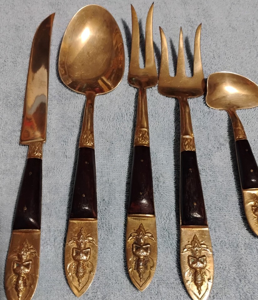 Vintage Thai Buddha Figurine Serving Spoon, 2 Forks, Knife, Jelly ...