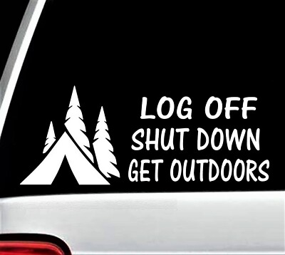 Happy Camper Log Off Camping Tent Decal Sticker for Car Window | A1053 ...