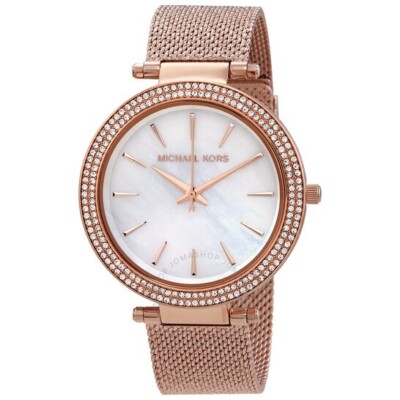 MICHAEL KORS MK4519 DARCI MOP GLITZ DIAL ROSE GOLD MESH BAND STEEL ...